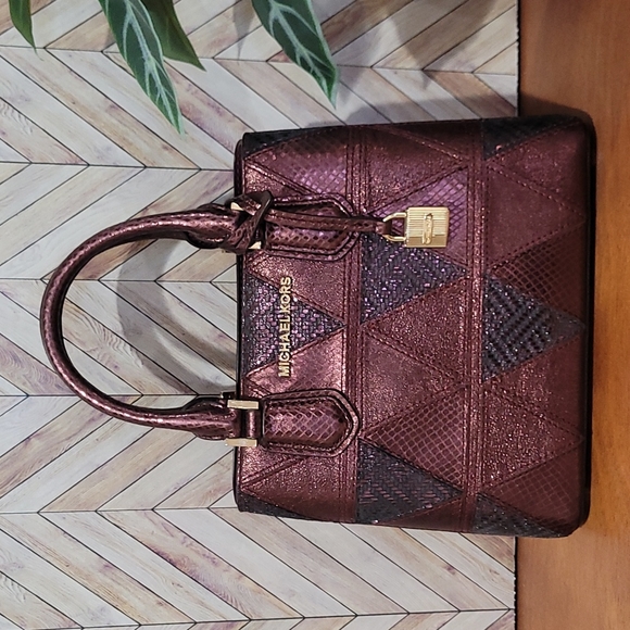 Michael Kors | Bags | Michael Kors Small Metallic Leather Handbag Purse ...